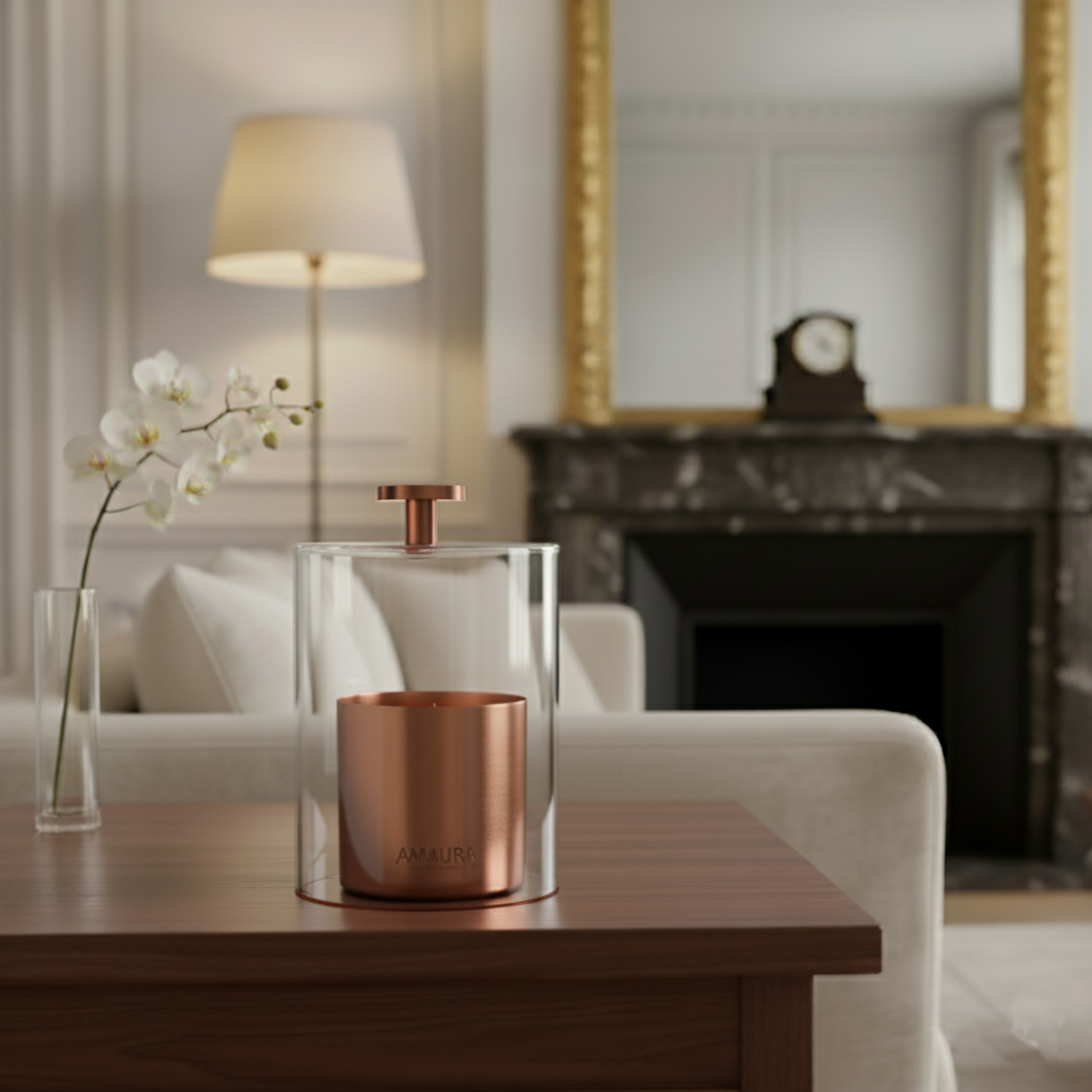Glass Candle Cloche with Copper Handle | Amaura London